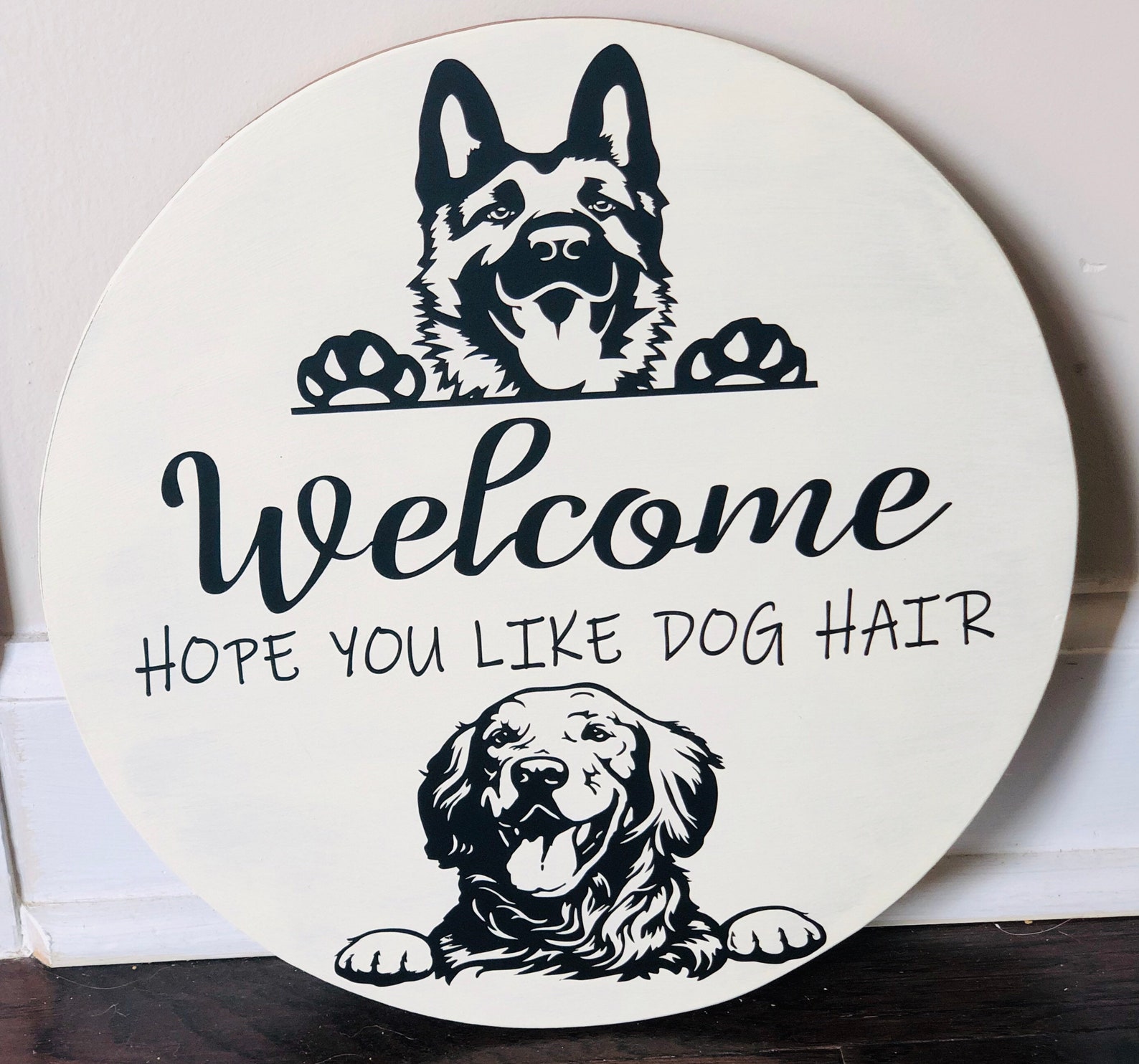 Rustic Dog Welcome Wood Round Sign - Etsy Nederland
