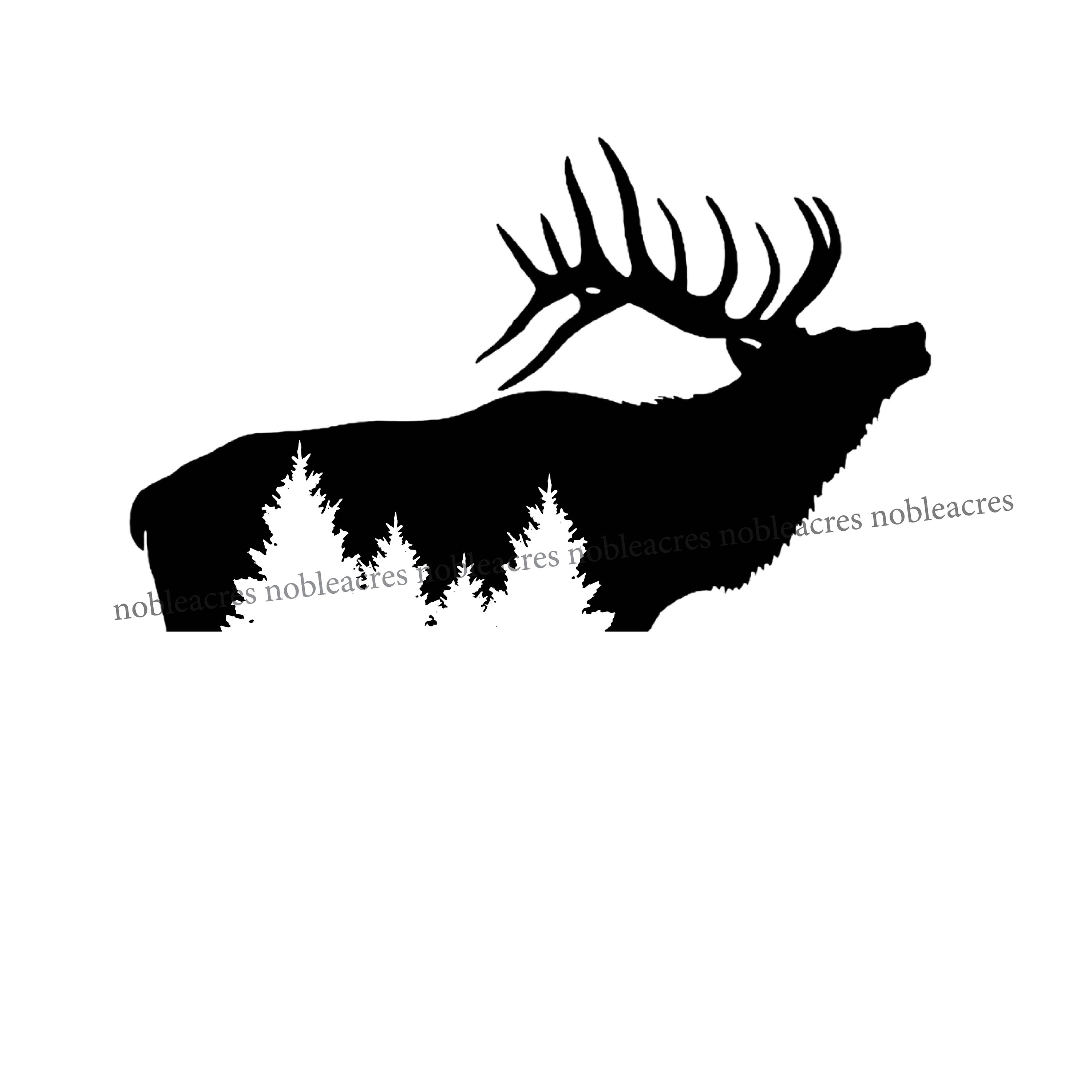 Elk Tree Treeline SVG, Elk Png, Download, Cut - Etsy