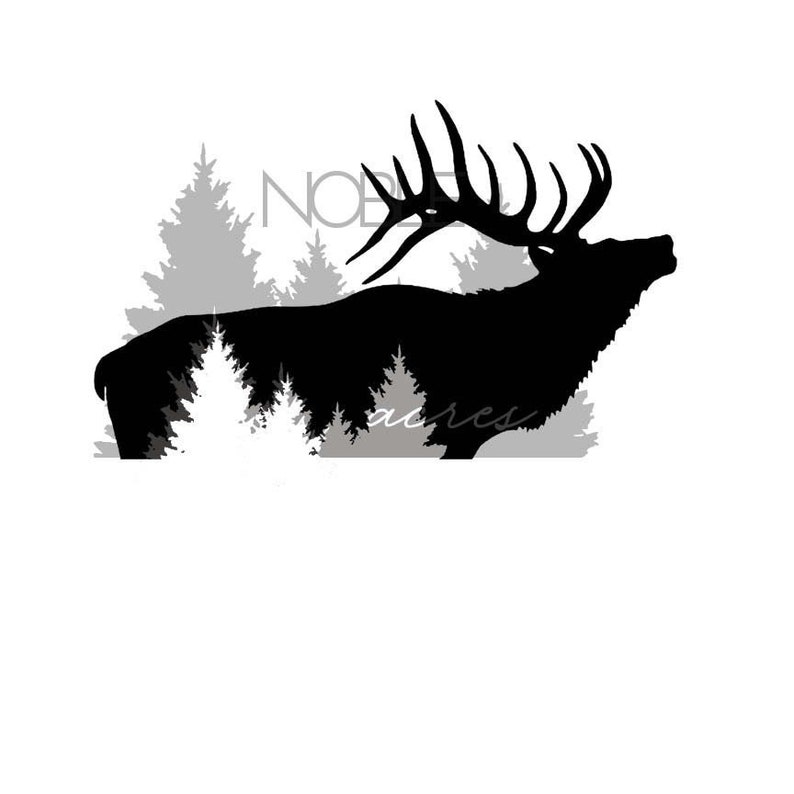 Elk Tree Treeline SVG Elk Png Download Cut | Etsy