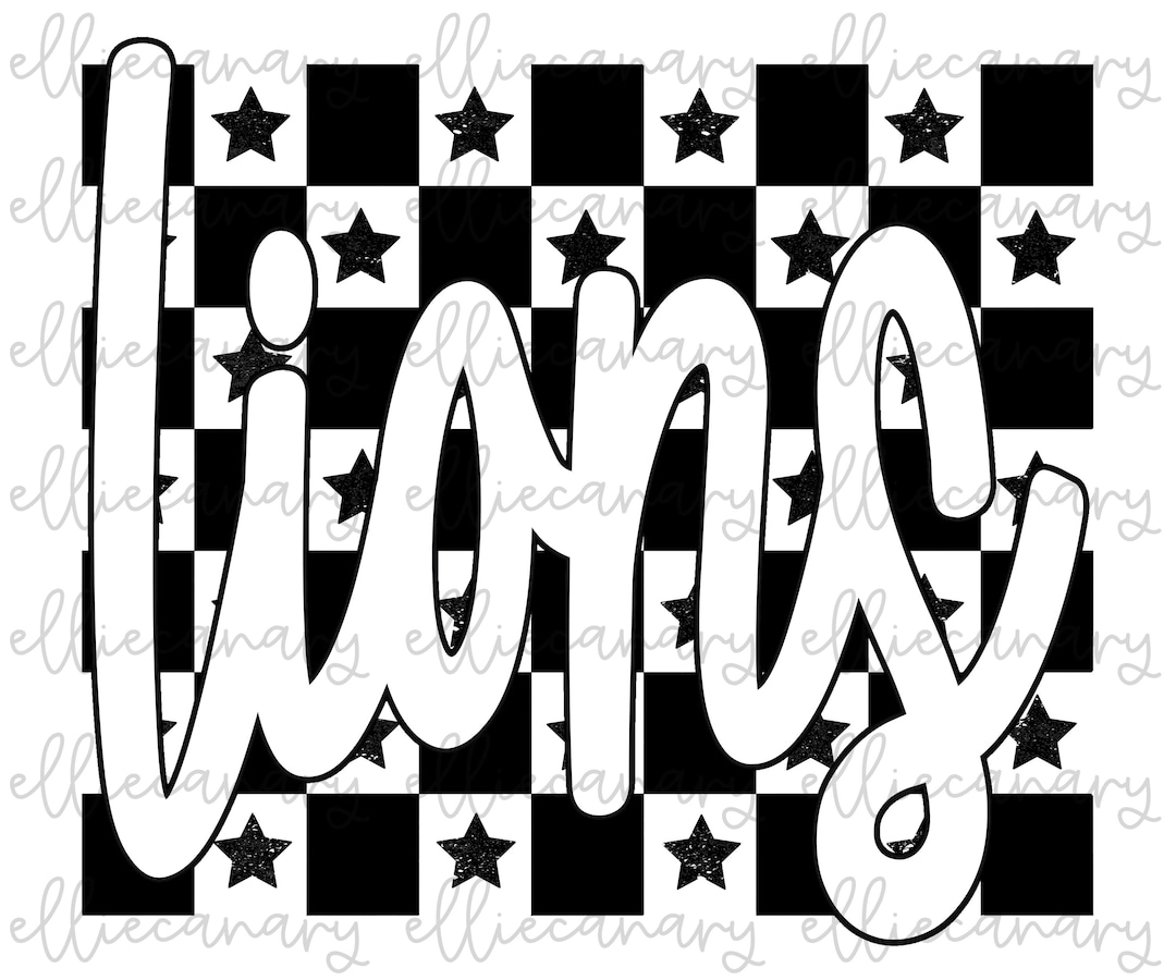 Lions Mascot PNG: Black White Checker Design (digital Download) - Etsy