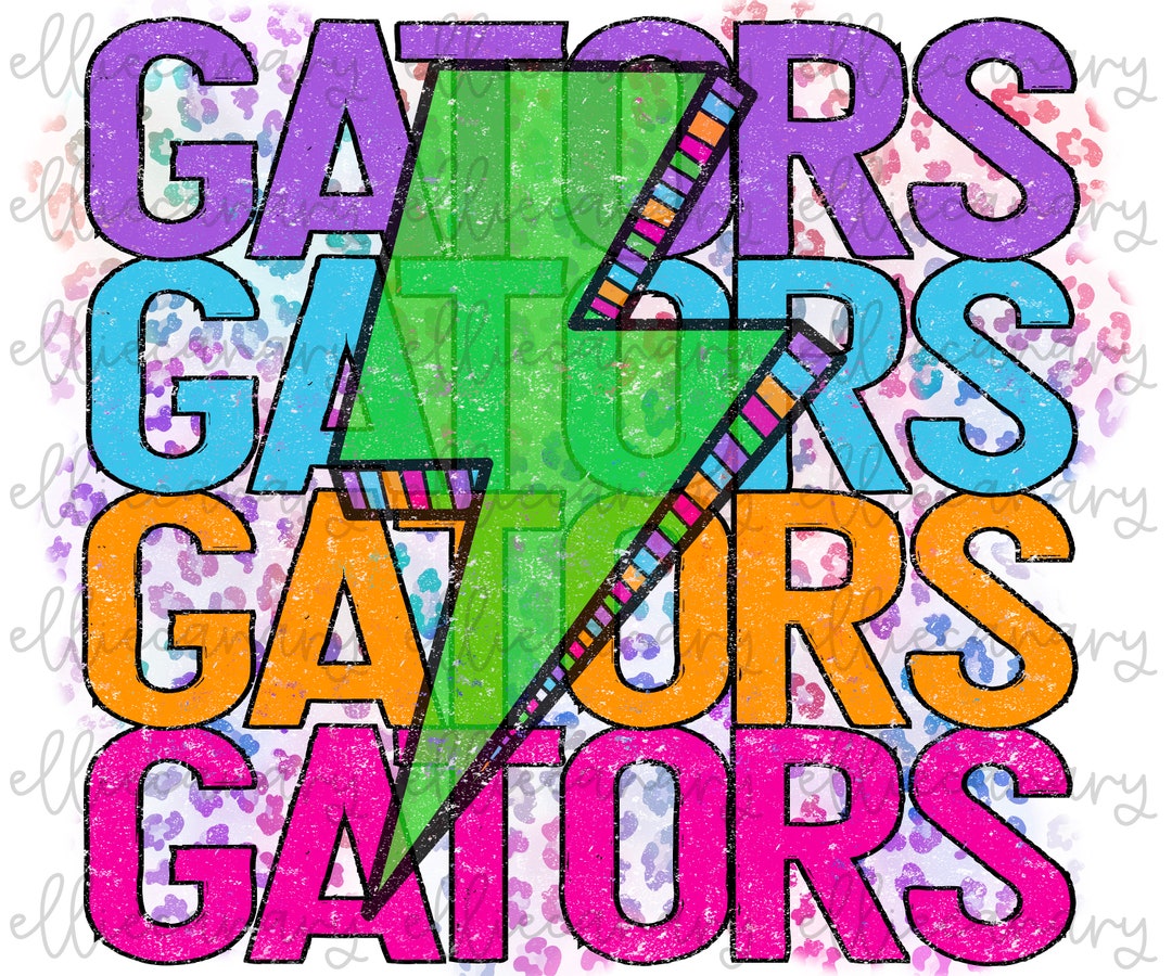 Go Gators PNG: Retro Lightning Leopard, Sports Mom Team Spirit (digital ...