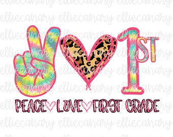 Peace Love Kindergarten PNG Back to School Elementary | Etsy