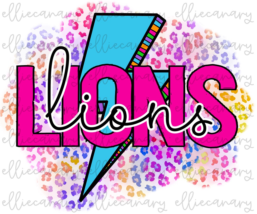 Go Lions PNG: Retro Leopard Lightning, Sports Mom Team Spirit (digital ...