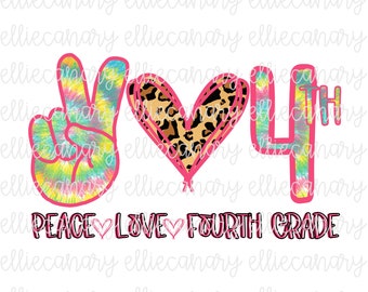 Peace Love Sixth Grade PNG Back to School Elementary | Etsy
