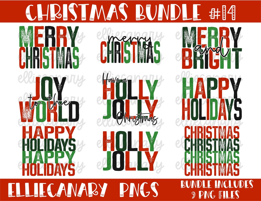 Christmas PNG Bundle #14, Holiday Sayings, Merry Christmas, Merry and ...
