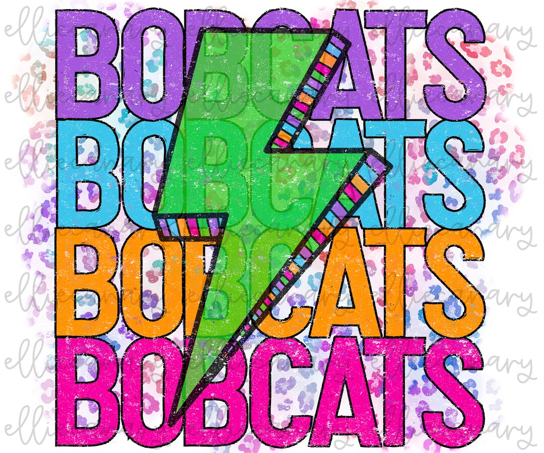 Go Bobcats PNG: Retro Lightning Leopard, Sports Mom Team Spirit ...