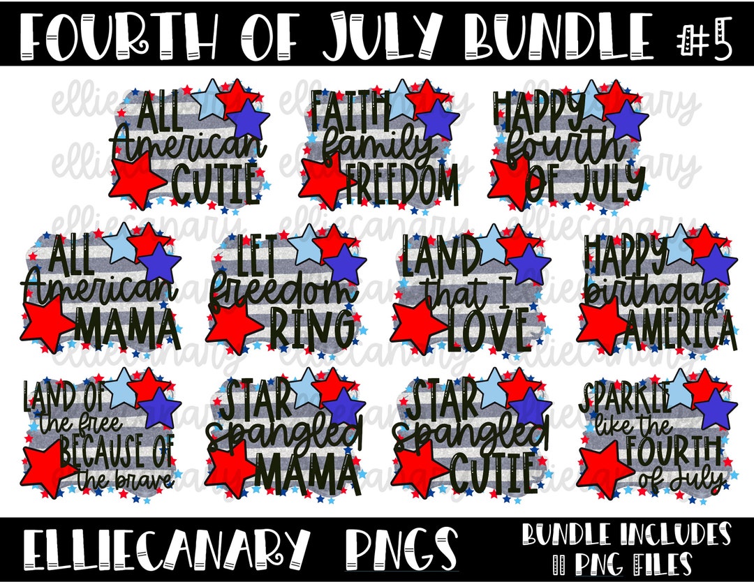 Fourth of July PNG Bundle #5 Red White Blue, America Patriotic ...