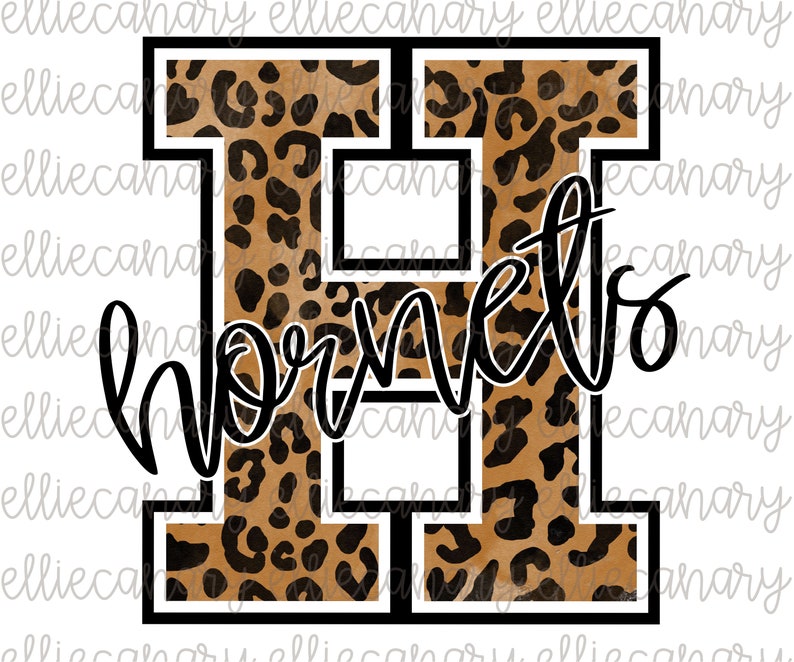 Go Hornets PNG: Leopard Print Letter, Sports Team Design (digital ...