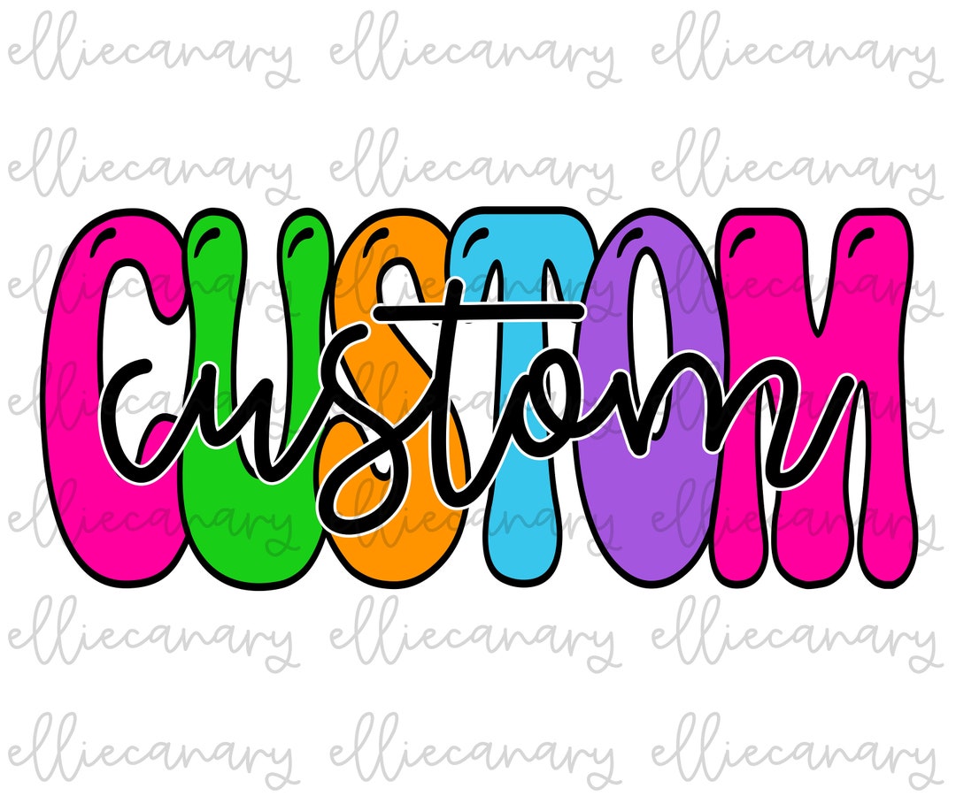 CUSTOM Mascot PNG Bright Rainbow Letters Design Sports Mom Team Spirit ...