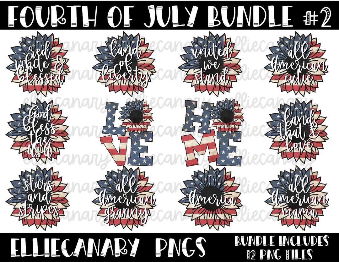 Fourth of July PNG Bundle 2 Red White Blue, America Patriotic ...