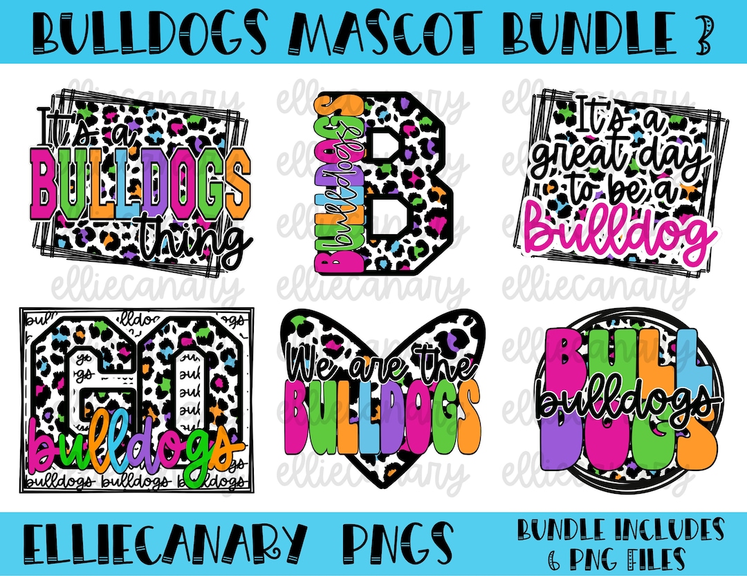 Bulldogs PNG Bundle, Mascot Team Bundle, Leopard, Tie Dye, Bright and ...
