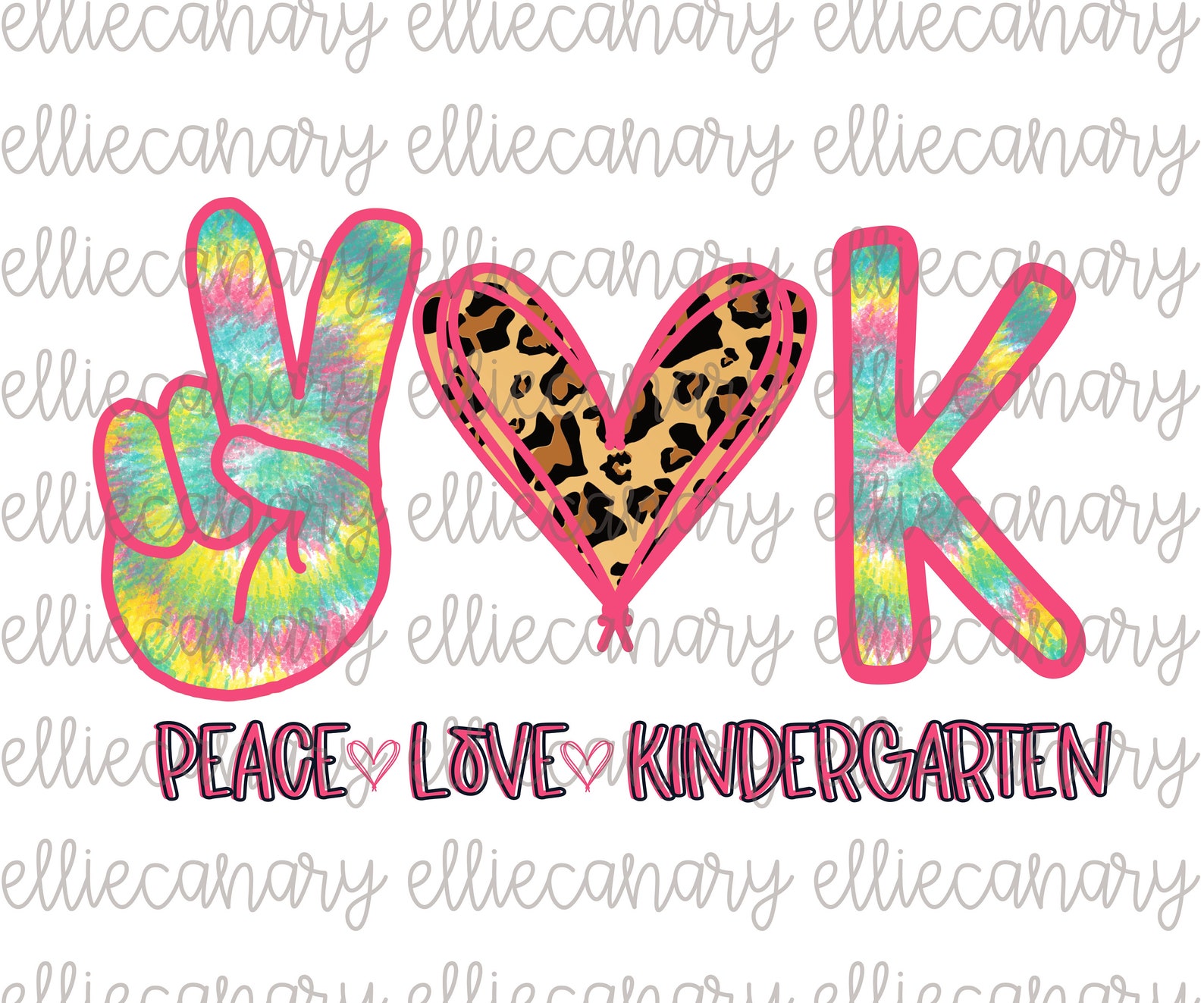 Peace Love Kindergarten PNG Back to School Elementary - Etsy
