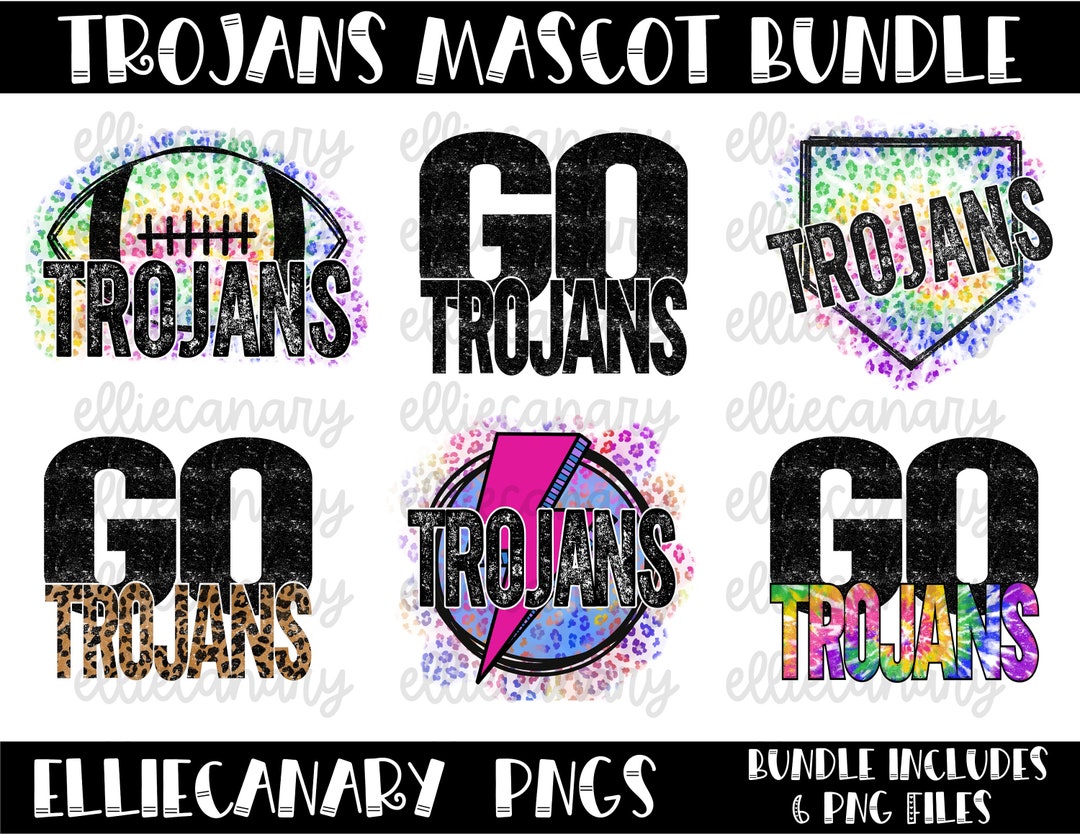 Trojans PNG Bundle, Mascot Team Bundle, Leopard, Tie Dye, Bright and ...