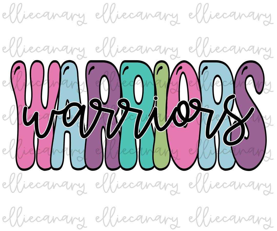 Go Warriors Mascot PNG: Retro Pastel Sublimation Design (digital ...