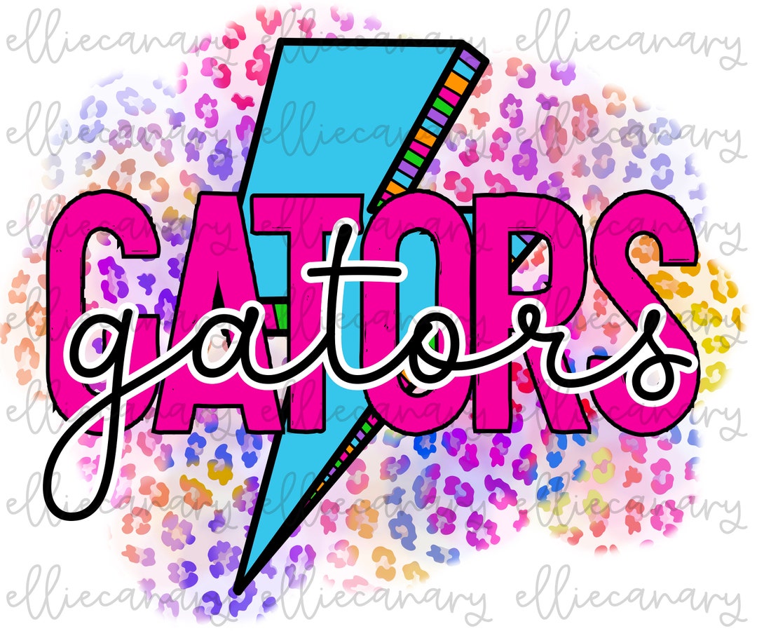 Go Gators PNG: Retro Leopard Lightning, Sports Mom Design (digital ...