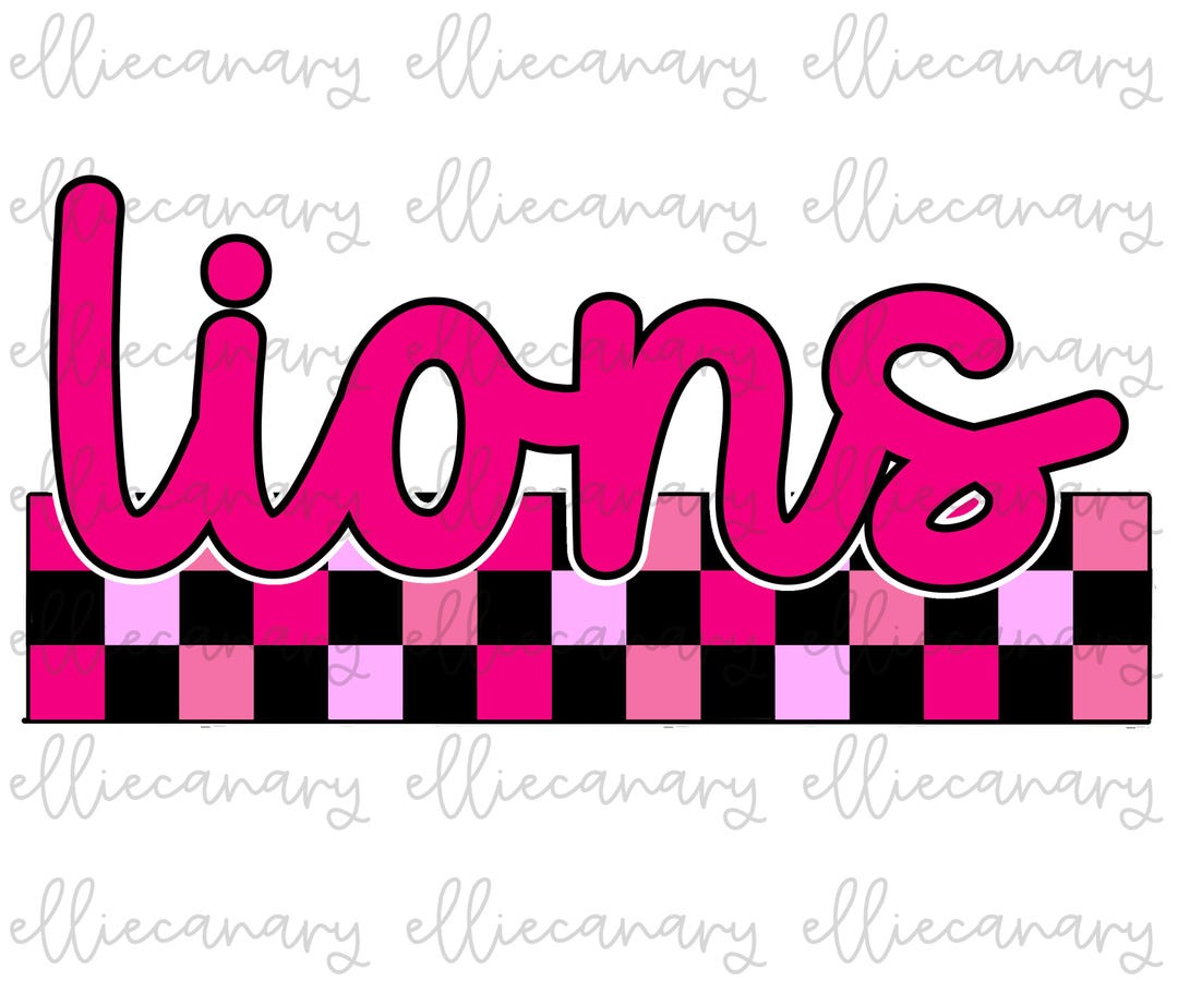 Lions Mascot PNG: Pink & Black Checker, Sports Team Design (digital ...