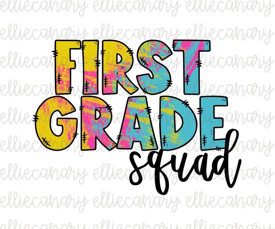 First Grade Squad PNG, Back to School, Elementary School, Digital ...