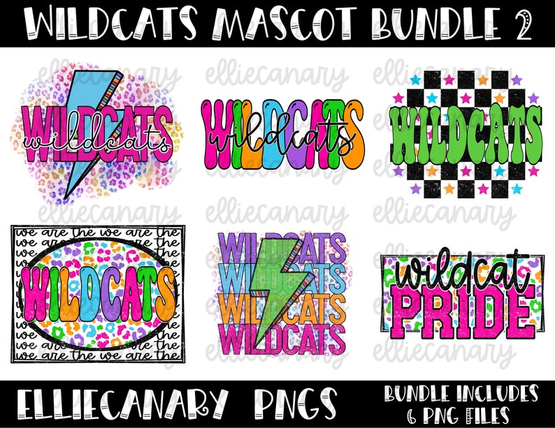 Wildcats Mascot PNG Bundle: Retro Team Spirit Designs (digital Download ...