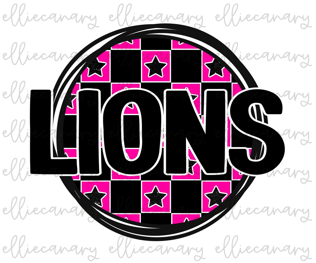 Lions Mascot PNG: Pink Checker Star Circle Design (digital Download) - Etsy