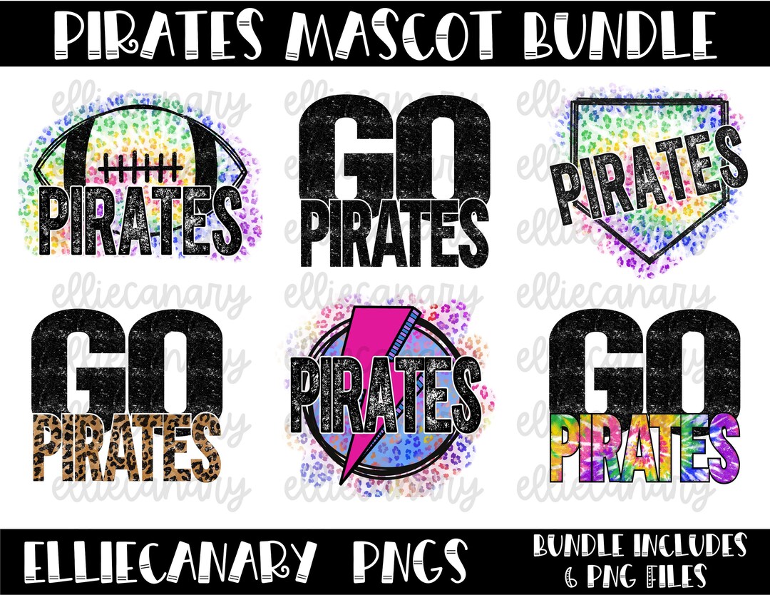 Pirates PNG Bundle, Mascot Team Bundle, Leopard, Tie Dye, Bright and ...