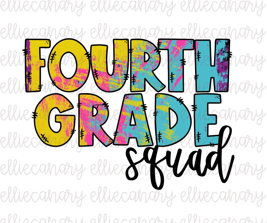 Fourth Grade Squad PNG: Back to School Sublimation Design (digital ...