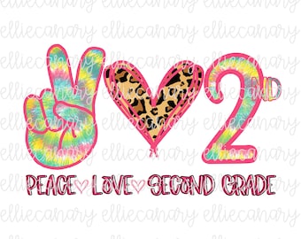 Peace Love Kindergarten PNG Back to School Elementary | Etsy