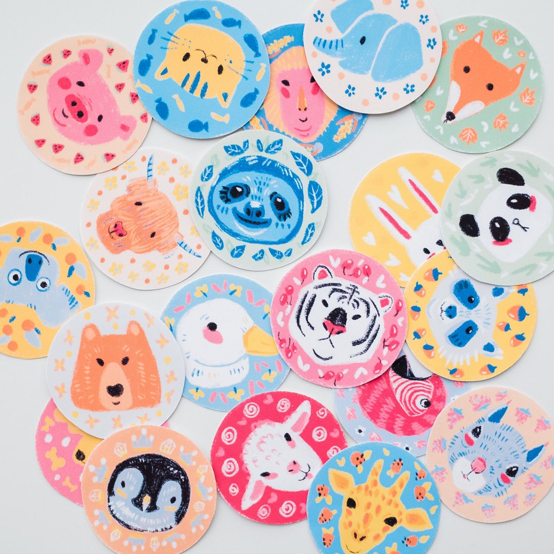 Animal Theme Kid Name Stickers: Personalized Daycare Labels (set of 20 ...