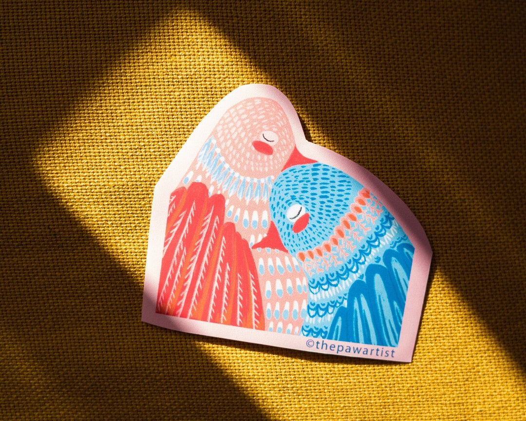 Colorful and Cute Bird Valentine Sticker Pigeon Sticker Laptop Sticker ...