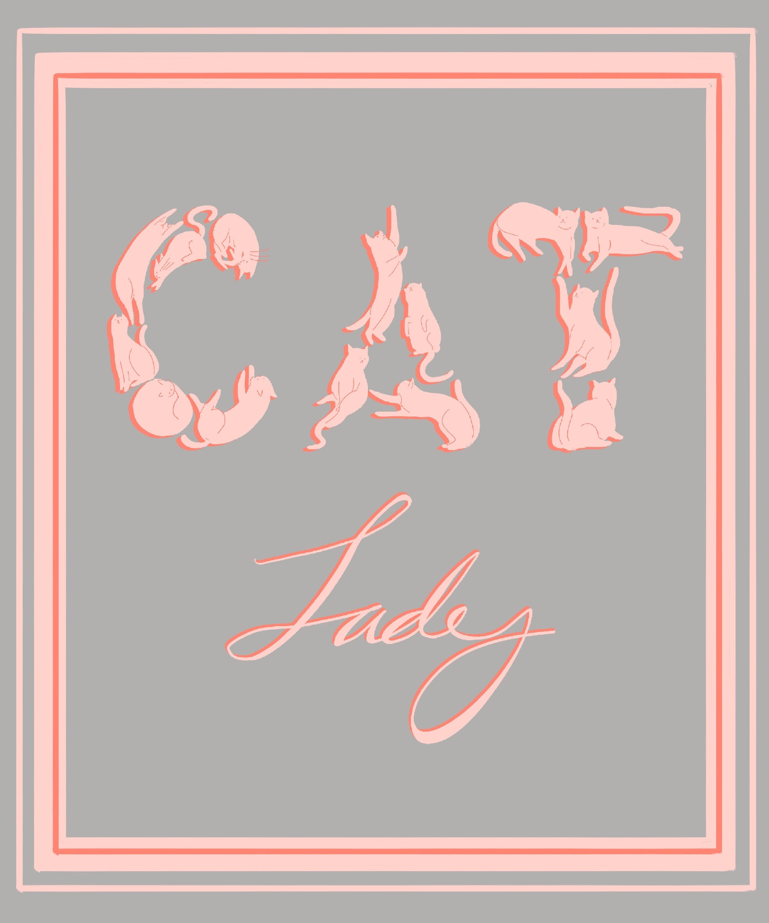 Cat Lady Lettering Poster/postcard - Etsy Hong Kong