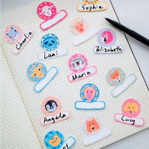 Animal Theme Kid Name Stickers: Personalized Daycare Labels (set of 20 ...