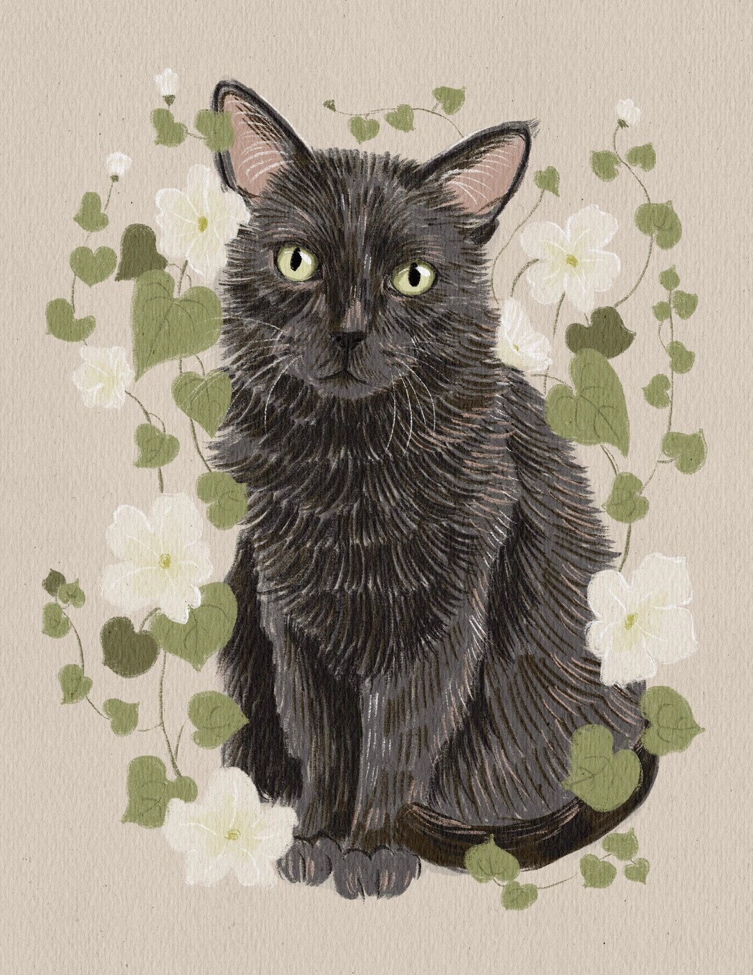Custom Full Body Pet Illustration Hand Painted Portrait of Your Beloved ...