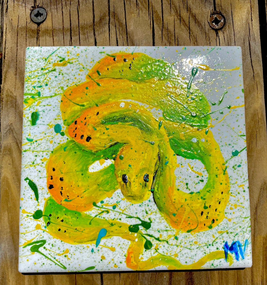Hand Painted Snake Coaster - Etsy