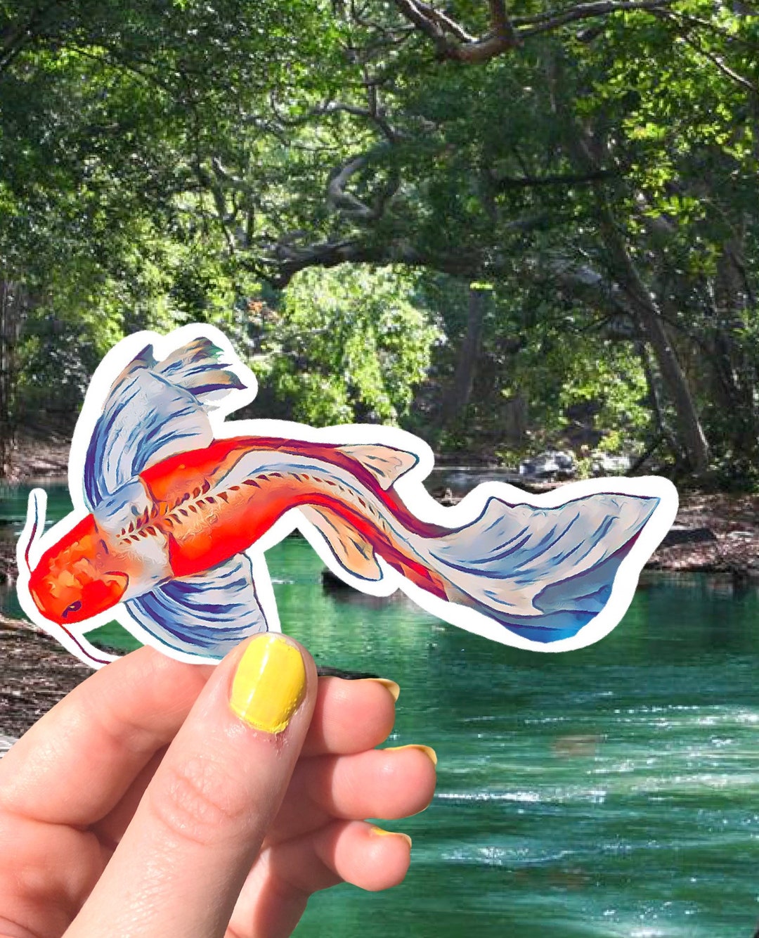 Koi Fisch Sticker, Wasserfester Vinyl Sticker, Geschenk für jeden ...