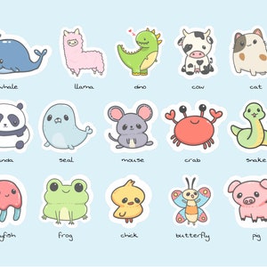 Cute Animal Stickers Pack of 30 | Etsy