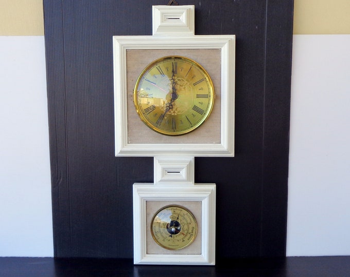 Antique Barometer Clock in Wood, Height 53cm Width 25 Cm ,restored ...