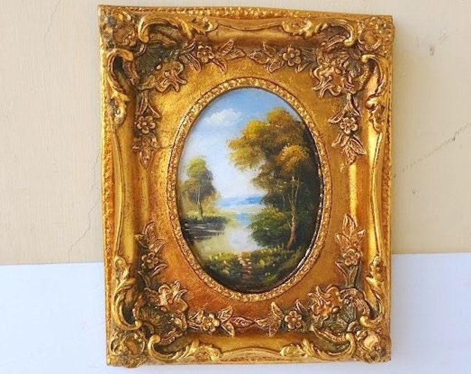 Vintage Italy Oil Painting "landscape" Framed in the Beautiful Wooden ...