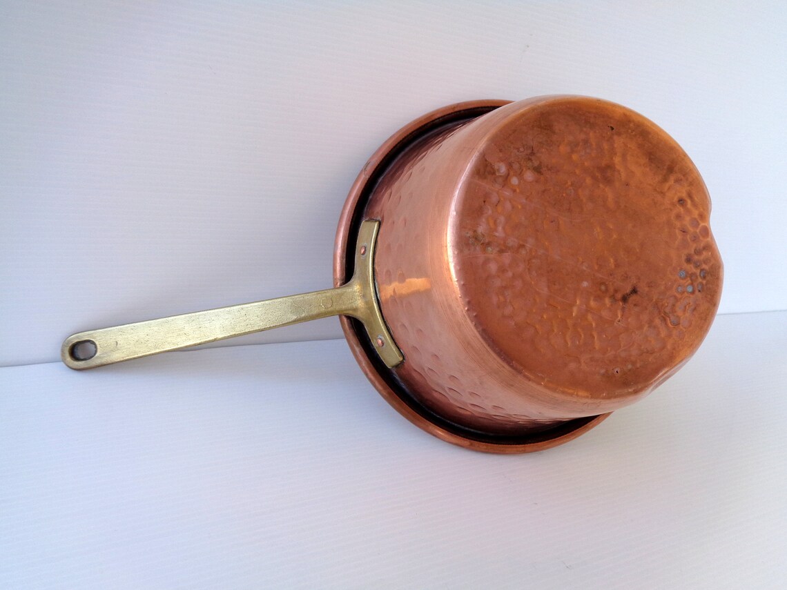 Vintage Italy old copper pot with long brass handle copper | Etsy