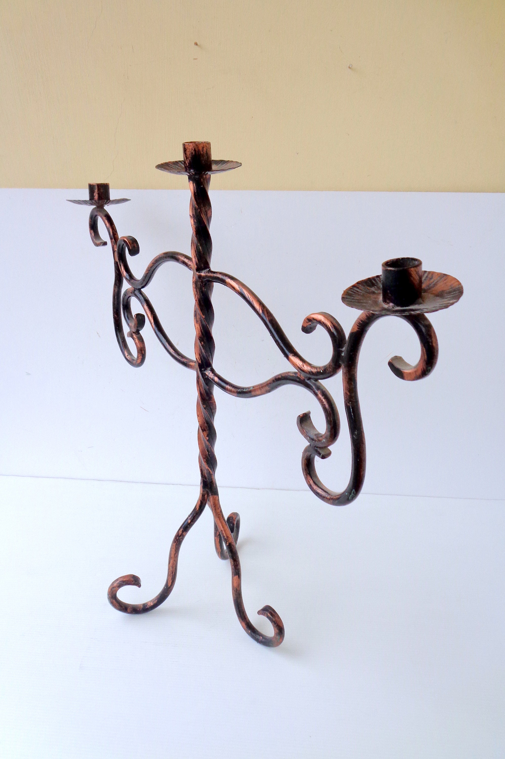 Ground Support Candle Holder in Coppered Wrought Iron - Etsy