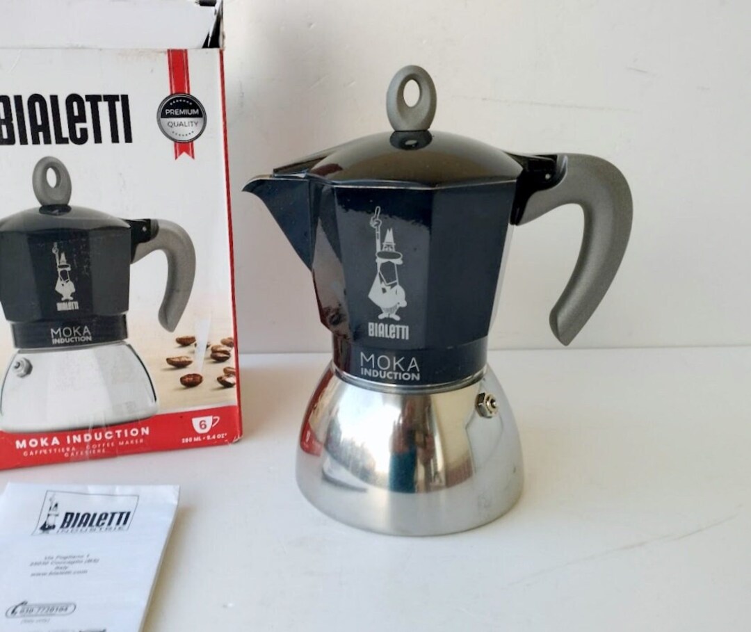 6 Cups, Bialetti Induction, Coffee Maker, Stainless Steel Height 21cm ...