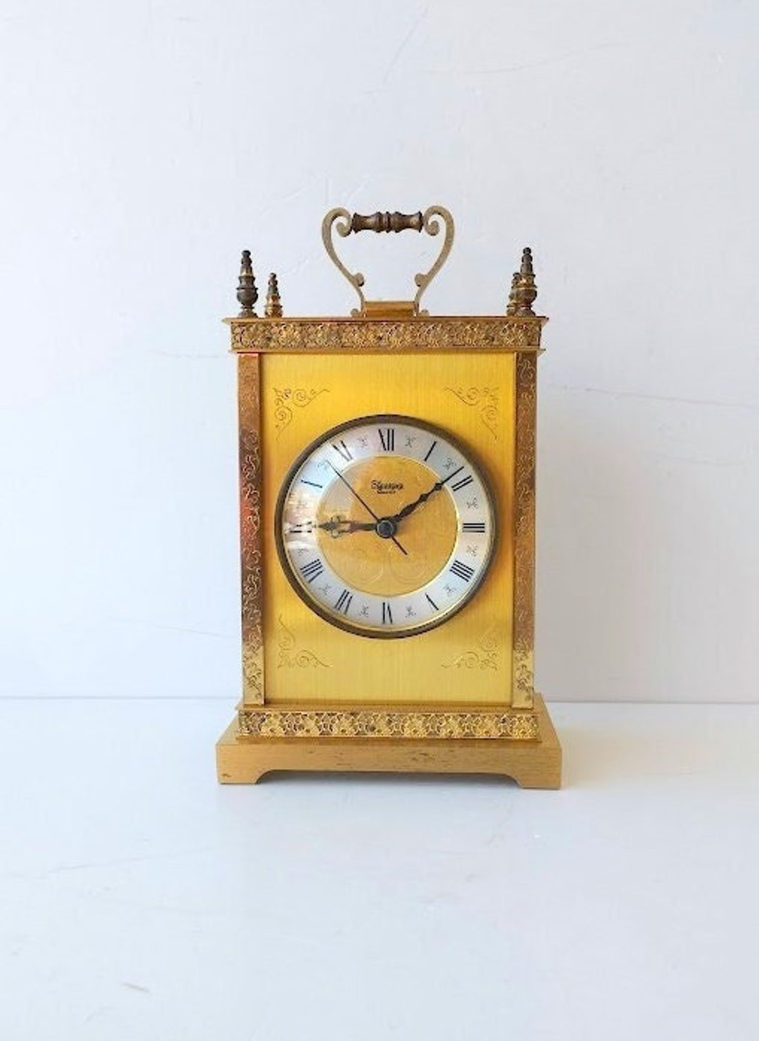 Vintage Table Clock, in Solid Brass, in Perfect Working Order, Battery ...