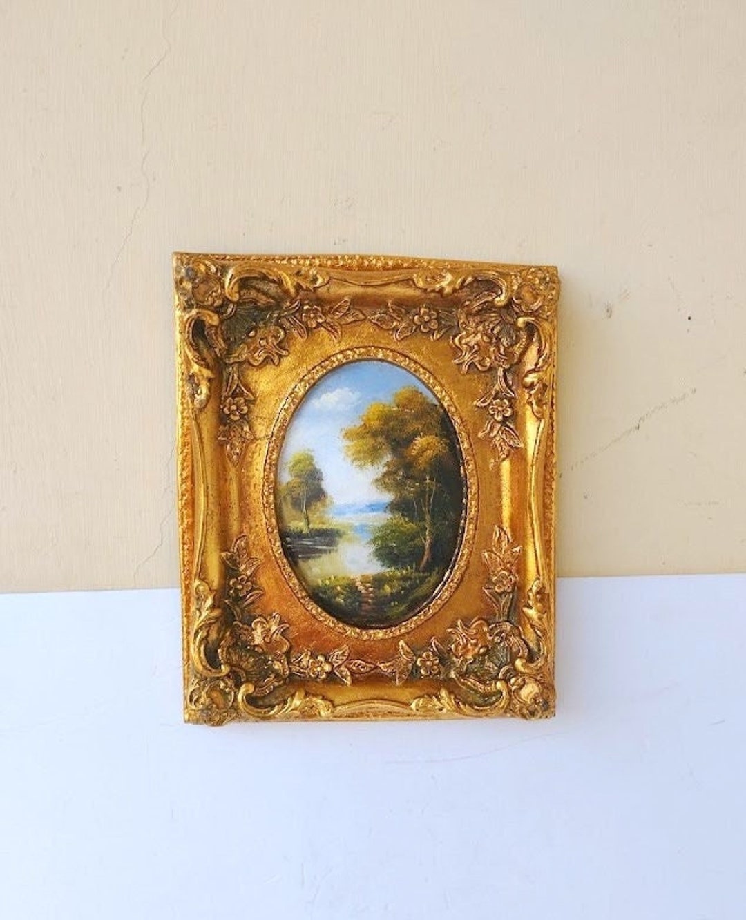 Vintage Italy Oil Painting "landscape" Framed in the Beautiful Wooden ...