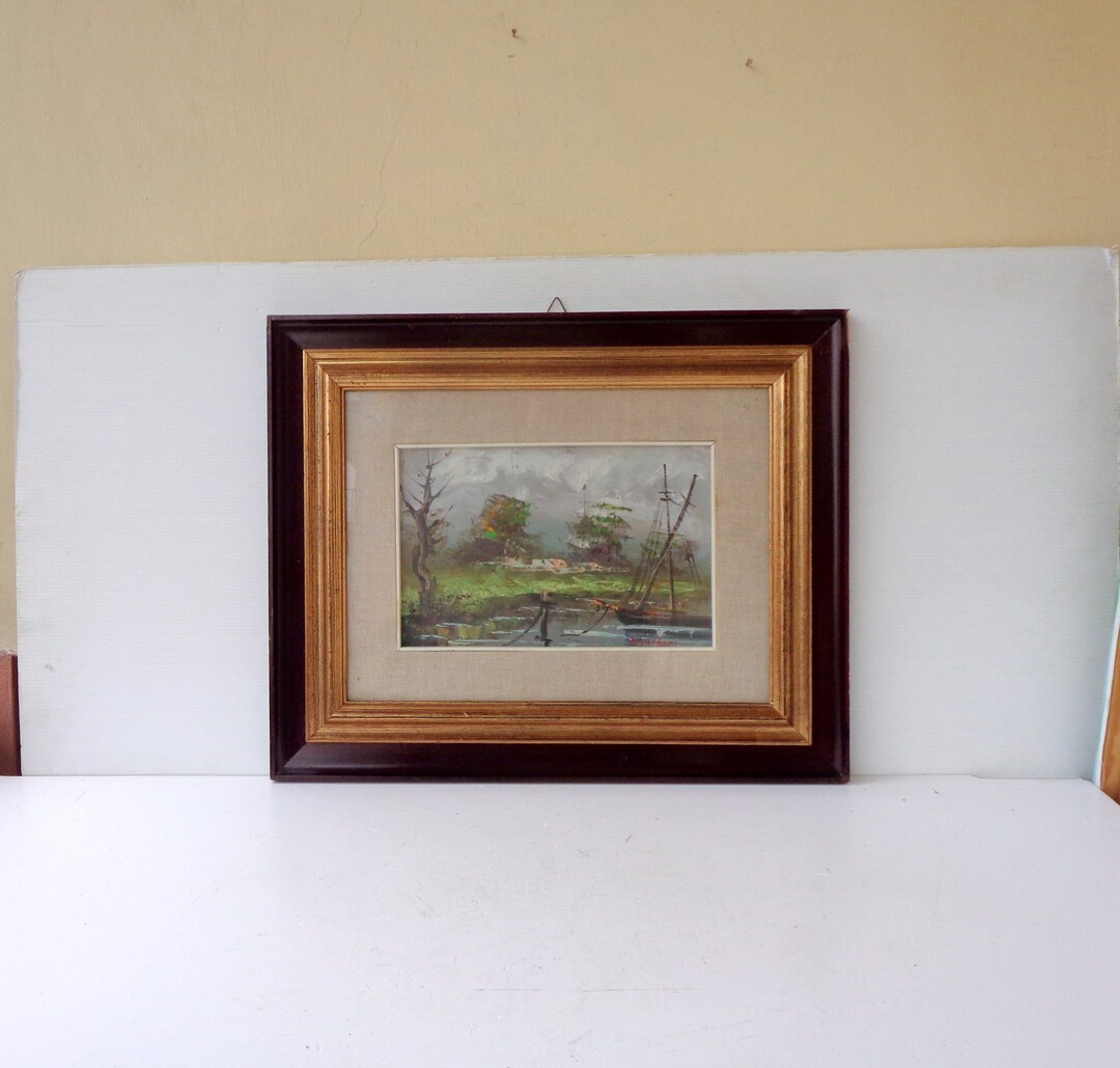 Vintage Italy Oil Paintings on Canvas , landscape Framed in a Beautiful ...