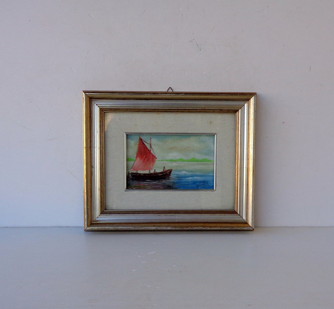 Vintage Italy Oil Painting on Canvas, Framed in a Beautiful Wooden ...