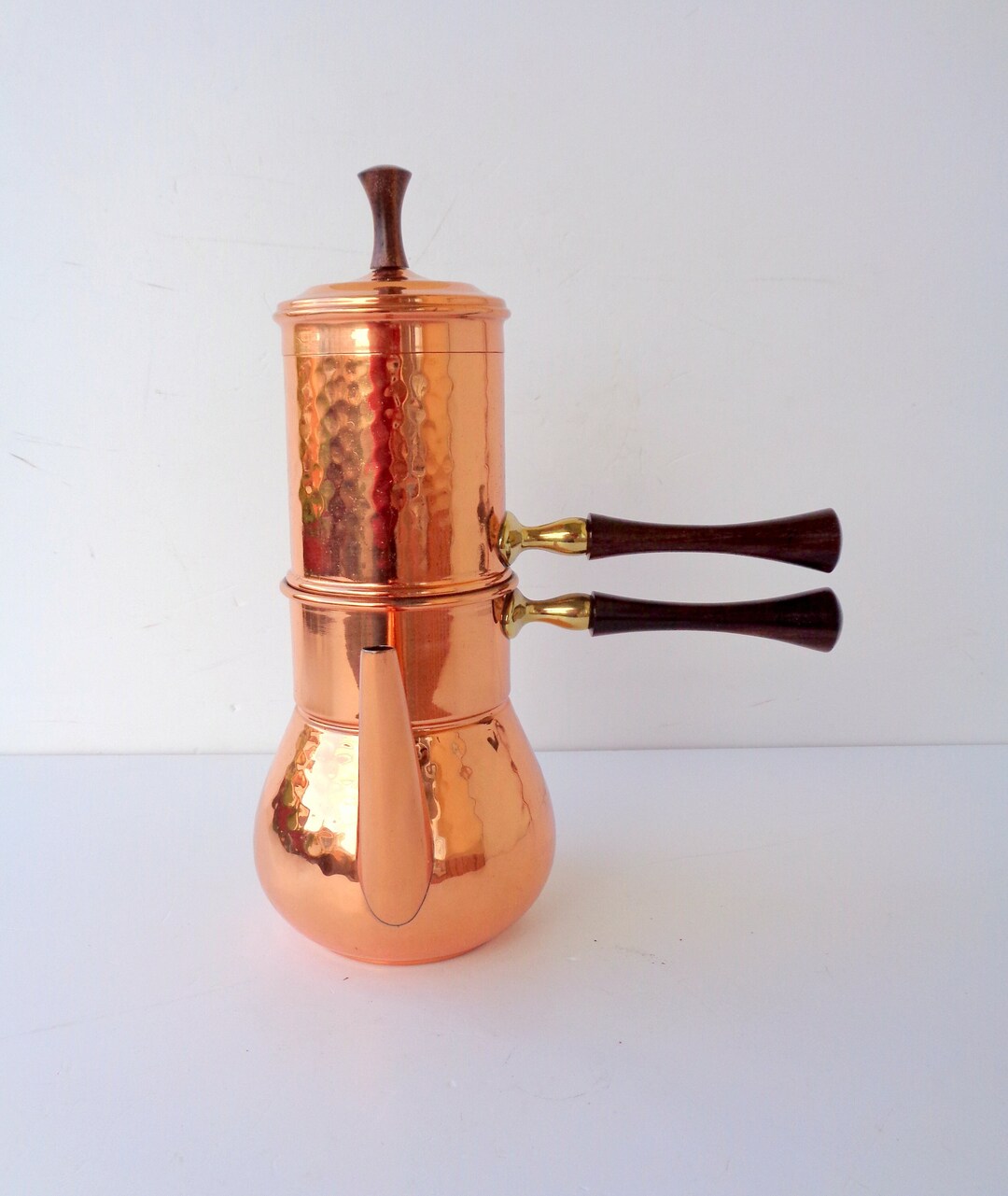 6 Cups,cuccumella, Neapolitan Coffee Maker in Wrought Copper With ...