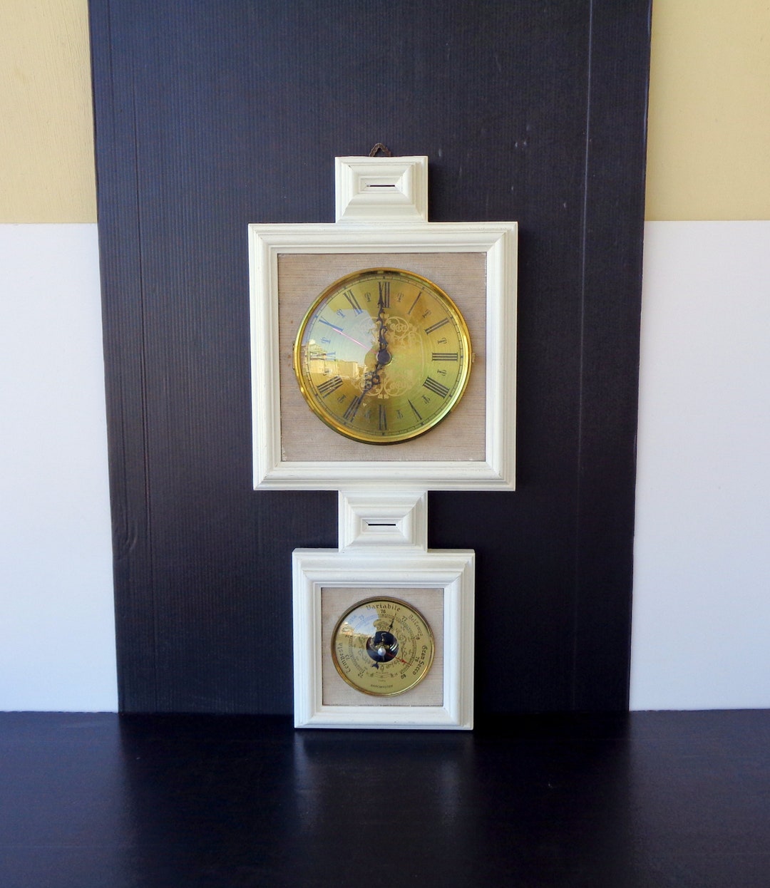 Antique Barometer Clock in Wood, Height 53cm Width 25 Cm ,restored ...