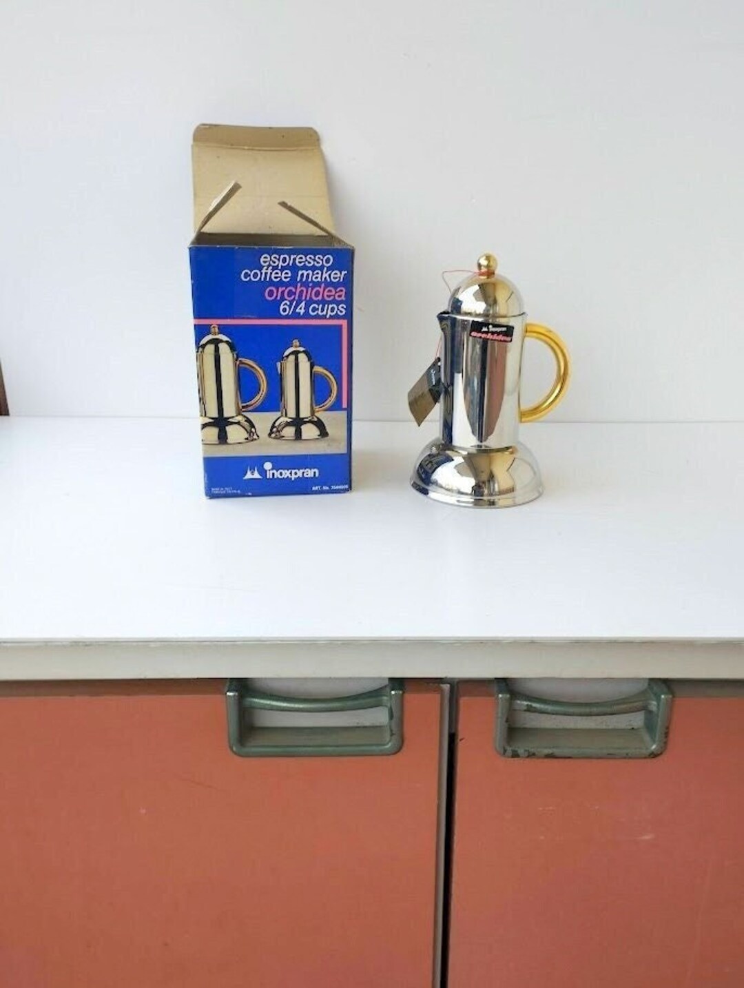 Vintage Italian , Inoxpran Orchidea Gold Inox 18-10 Coffee Maker ...