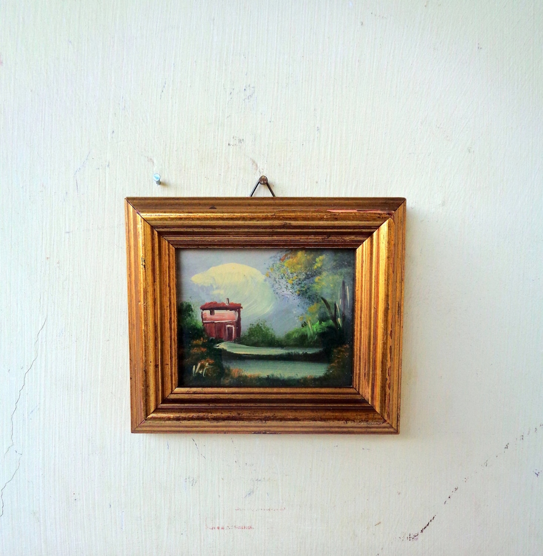 Vintage Italy Oil Painting , landscape Framed in a Beautiful Wooden ...