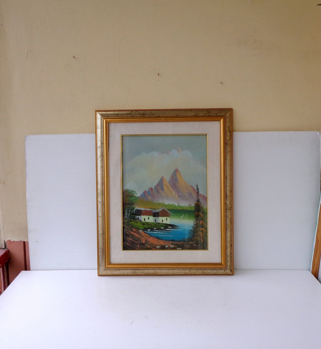 Vintage Italy Oil Painting "landscape" Framed in the Beautiful Frame ...