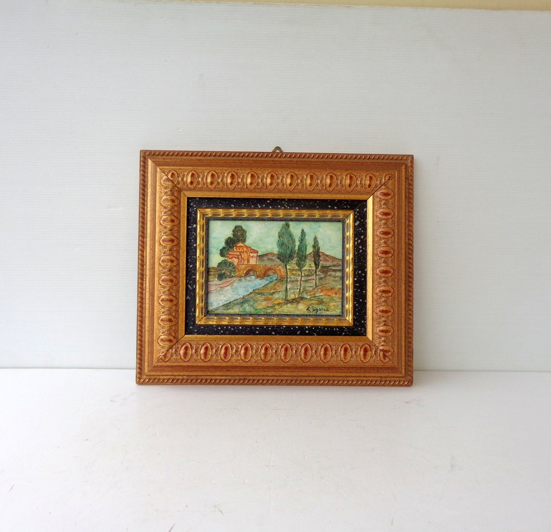 Vintage Italy Oil Paintings "landscape" Framed in the Beautiful Wooden ...