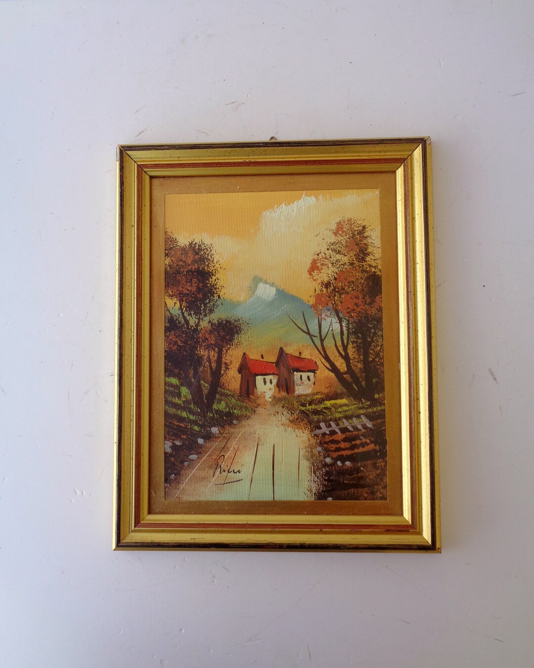 Vintage Italy Oil Painting "landscape" Framed in the Beautiful Wooden ...